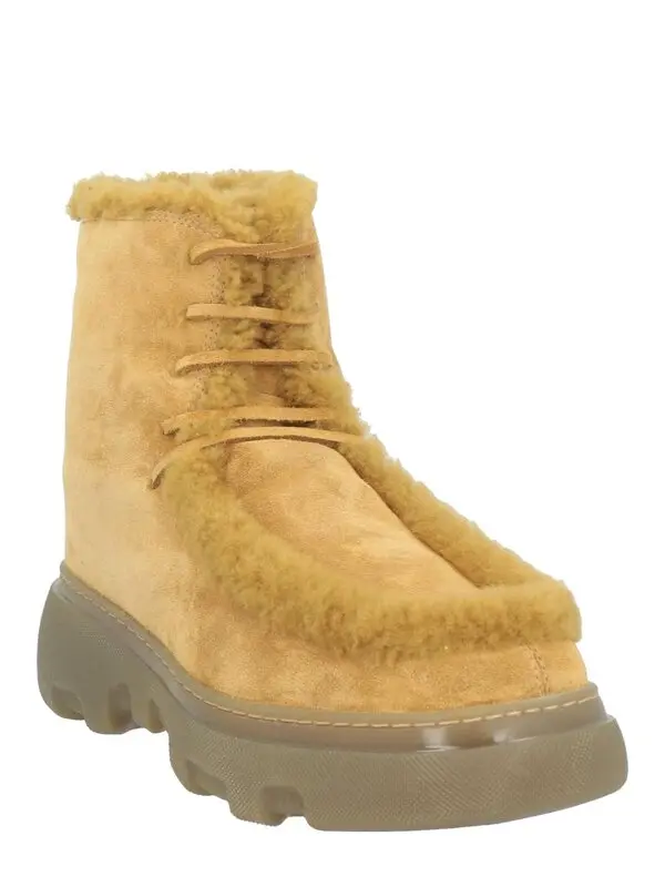 Burberry Suede Platform Ankle Boots - Brown