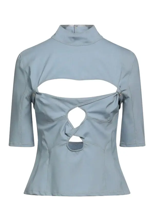 Jacquemus High Neck Short Sleeve Top - Slate Blue