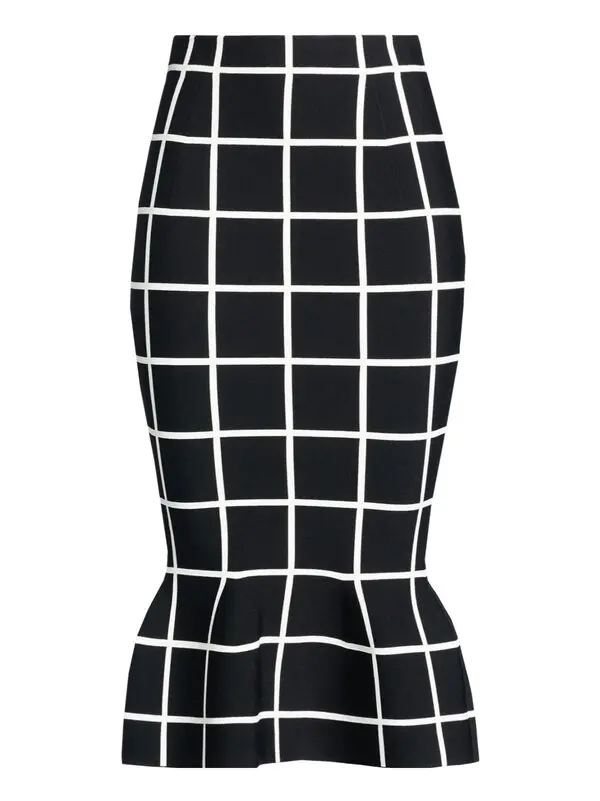 Marni Checked Flared Skirt - Black