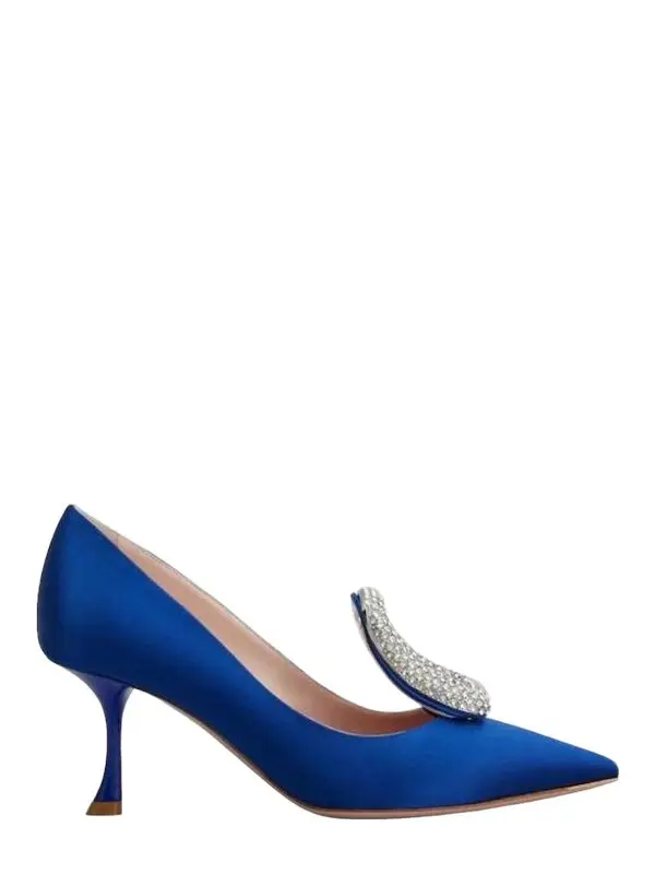 ROGER VIVIER Viv' Choc Embellished Satin Pumps - Blue
