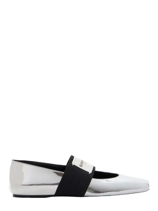 Givenchy Sliced Square Ballerinas In Mirror Effect Leather - Silver-gray