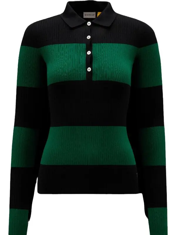 Moncler Wool Long-sleeve Polo Shirt - Black