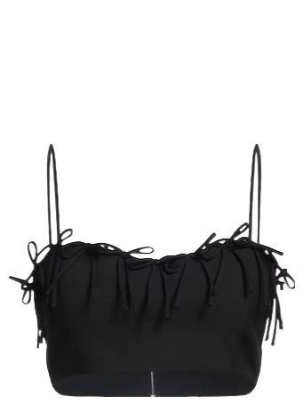 GANNI Sleeveless Crop Top With Bow Detail - Black