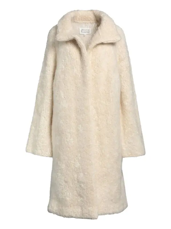 MAISON MARGIELA Single-breasted Bouclé Coat - Nude