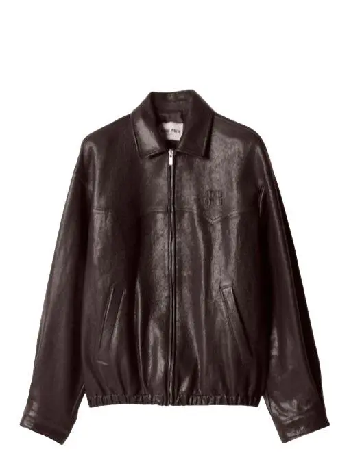 Miu Miu Zip-up Blouson Jacket - Dark Brown