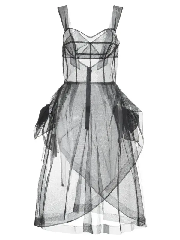 MAISON MARGIELA Sleeveless Sweetheart Neckline Flared Dress - Gray
