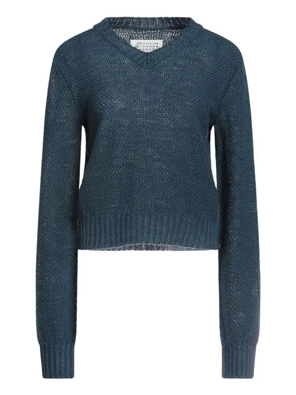 MAISON MARGIELA Lightweight Knit V-neck Jumper - Blue