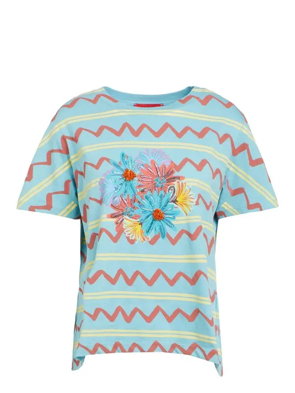 MAXCO. Max&co. Floral Embellished T-shirt - Blue