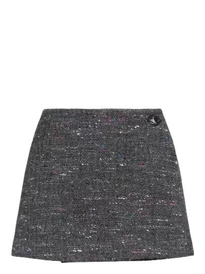 GANNI Textured Tweed Wrap Skirt - Black