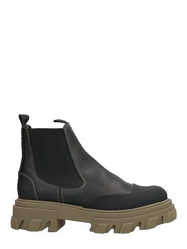 GANNI Leather Chelsea Boots With Logo Detail - Black