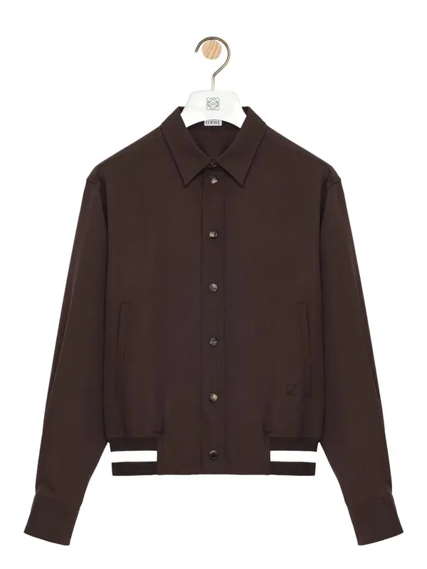 Loewe Wool Jacket With Embroidered Logo - Brown