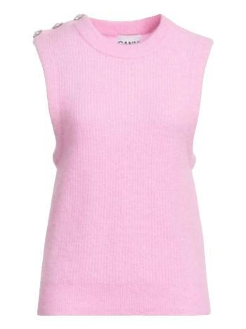 GANNI Sleeveless Round Neck Top - Pink