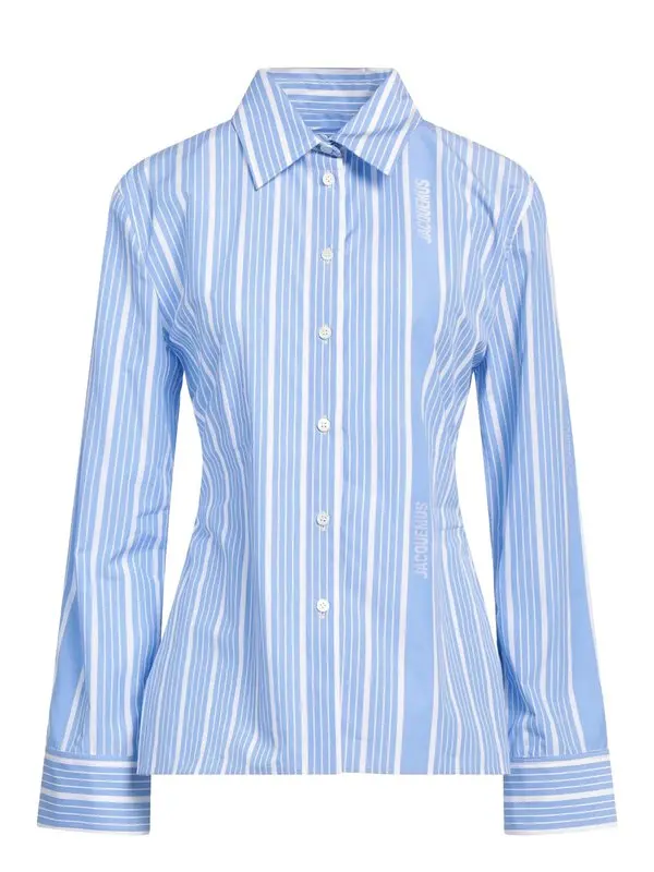 Jacquemus Striped Button-down Shirt With Classic Collar And Long Sleeves - Light Blue