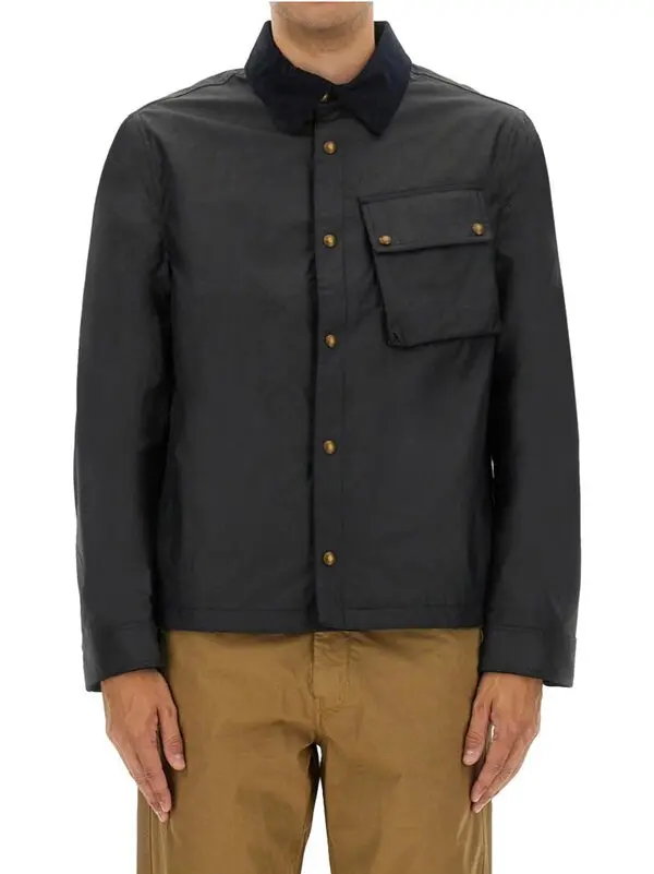 Belstaff Waxed Velvet-collar Jacket - Darknavy