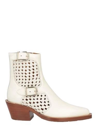 Chloé Openwork Ankle Boots With Cuban Heel - White