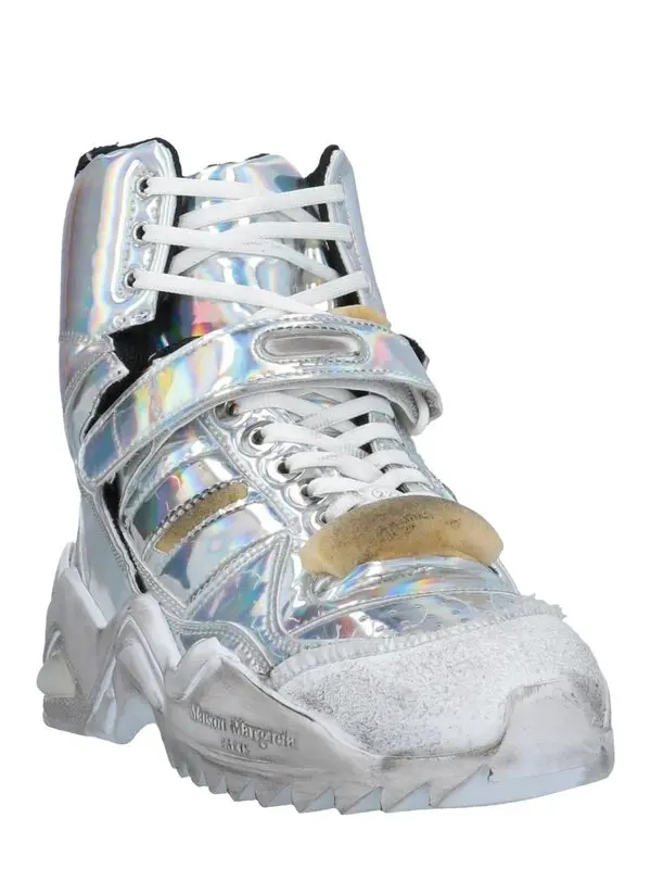 MAISON MARGIELA High-top Metallic Sneakers - Gray