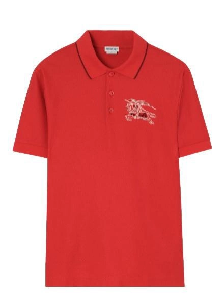 Burberry Heart Knight Cotton Polo Shirt - Currant Red