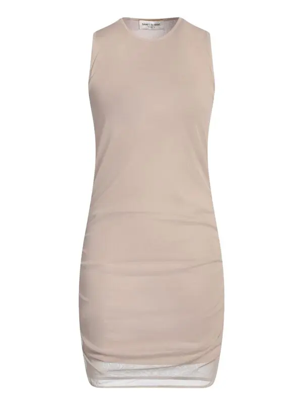Saint Laurent Sleeveless Crewneck Bodycon Dress - Nude