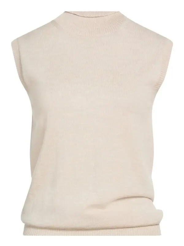 Sportmax Sleeveless Turtleneck Wool Knit Top - White