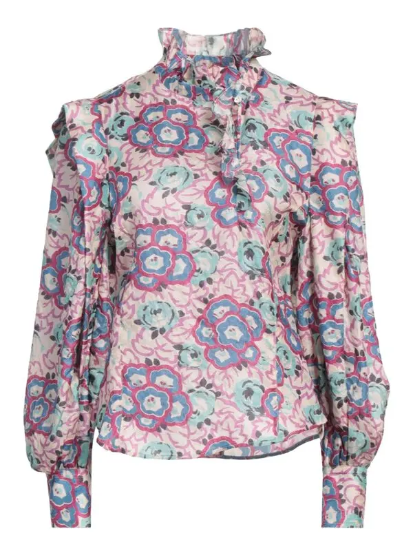Isabel Marant Étoile Floral Print Stand Collar Long Sleeve Top - Pink