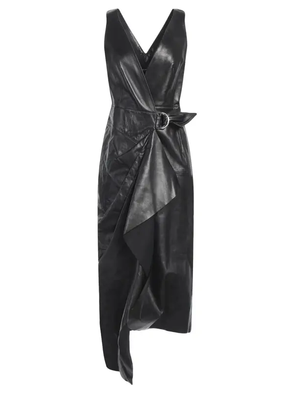 Isabel Marant Étoile Sleeveless Leather Dress With Buckle Detail - Black