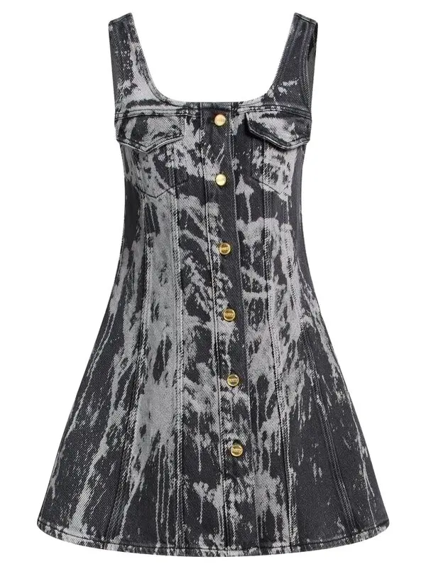GANNI Denim Flared Dress - Black