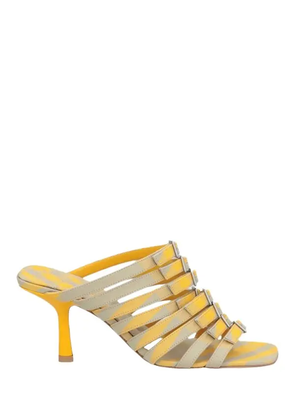 Burberry Checked Woven Sandals With Buckle Detailing - Nude