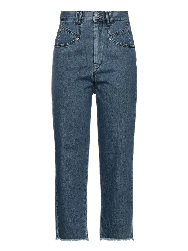 Isabel Marant Étoile Tapered Denim Trousers With Fringed Hem - Blue
