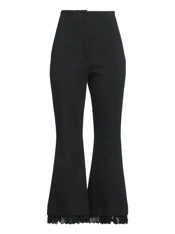 Sportmax Minimalist Flared Pants With Lace Trim - Black