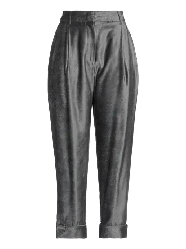 Brunello Cucinelli High-waisted Velvet Trousers - Black