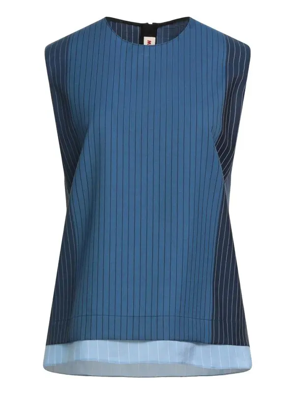 Marni Sleeveless Wool Striped Top - Blue