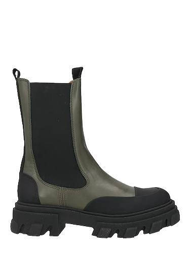 GANNI Leather Chelsea Boots With Lug Sole - Black
