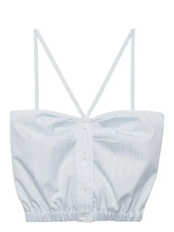 Prada Cotton Crop Top - Interstellar Blue