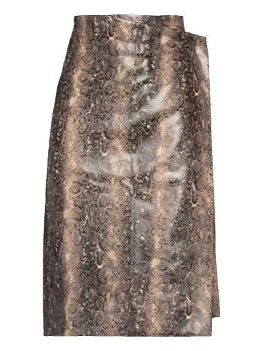 GANNI Snake-patterned Coated Wrap Skirt - Gray