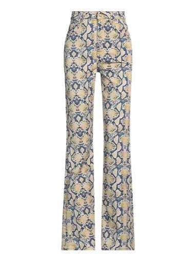 GANNI Snakeskin-print Flared Denim Trousers - Gray