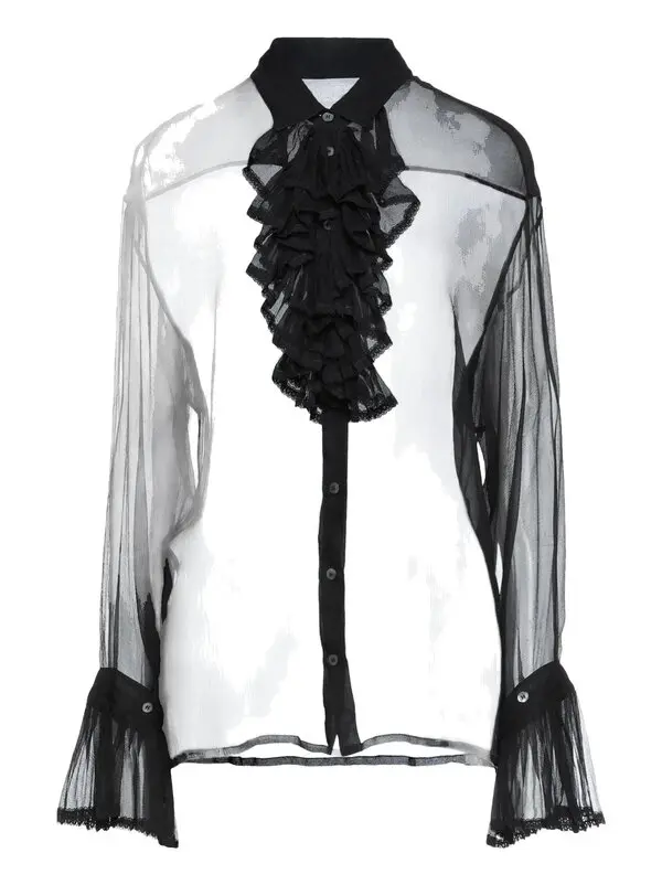 MAISON MARGIELA Silk Ruched Shirt - Gray