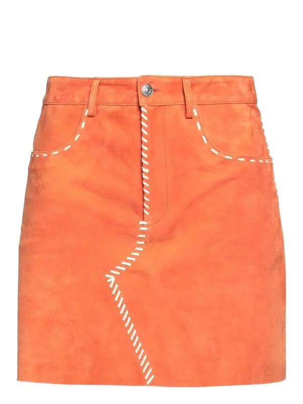 Marni Suede Flared Skirt With Appliqués - Orange