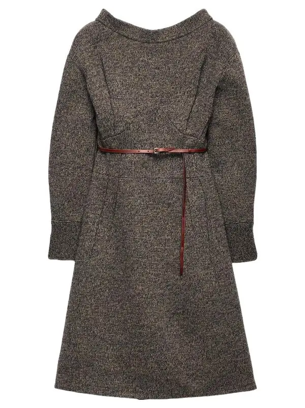 Prada Mouliné Wool Dress - Black