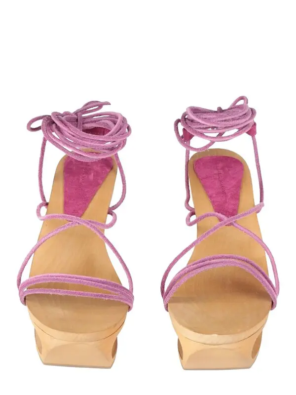 Isabel Marant Étoile Wedge Sandals With Ankle Ties - Nude