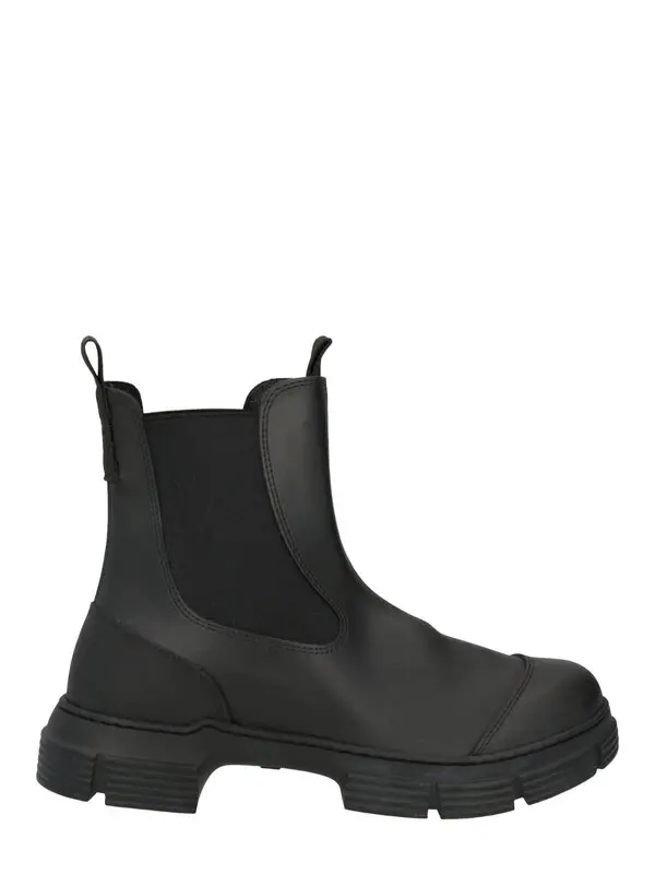 GANNI Round Toe Platform Chelsea Boots - Black