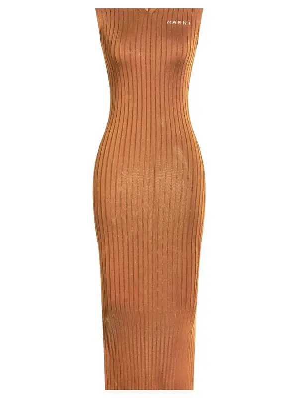 Marni Knitted Sleeveless V-neck Dress - Brown