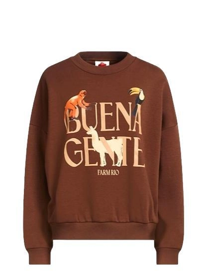Farm Rio Printed Fleece Sweatshirt - Brown
