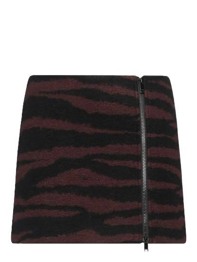 GANNI Zebra-striped Wool Skirt - Black