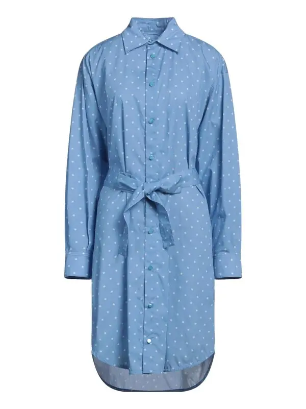Marni Polka Dot Belted Shirt Dress - Blue