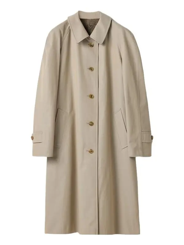Miu Miu Reversible Single-breasted Houndstooth Check Trench Coat - Limestone/camel