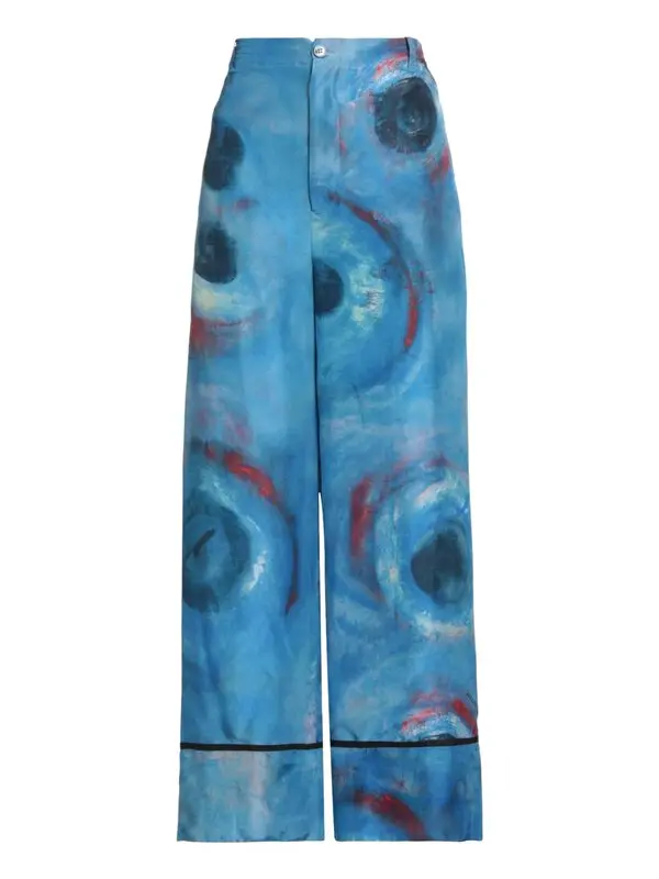 Marni Multicolor Satin Pants - Blue