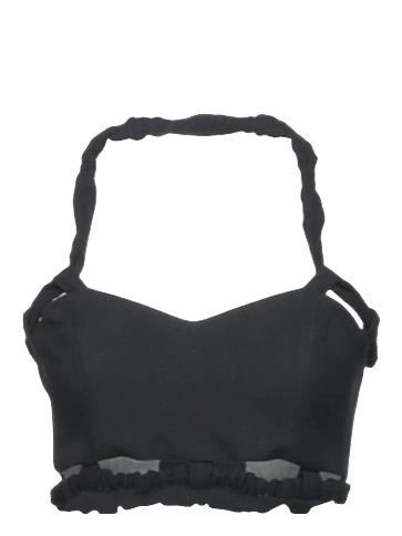 GANNI Halterneck Cropped Top - Black