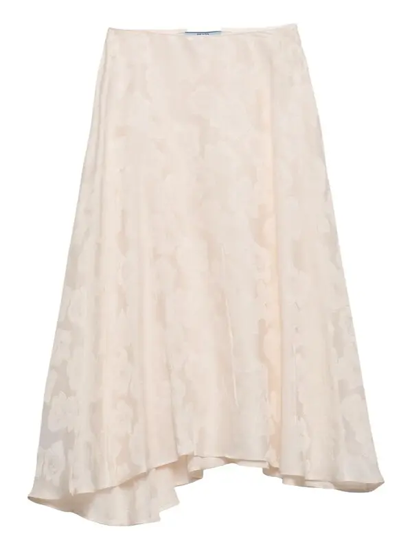 Prada Floral Jacquard Asymmetrical Skirt - Ivory