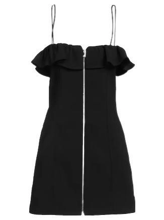 GANNI Party Dress With Deep V-neck And Zipper Closure - Black