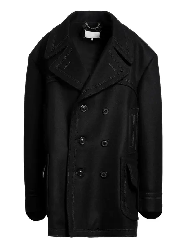 MAISON MARGIELA Double-breasted Felt Coat - Black